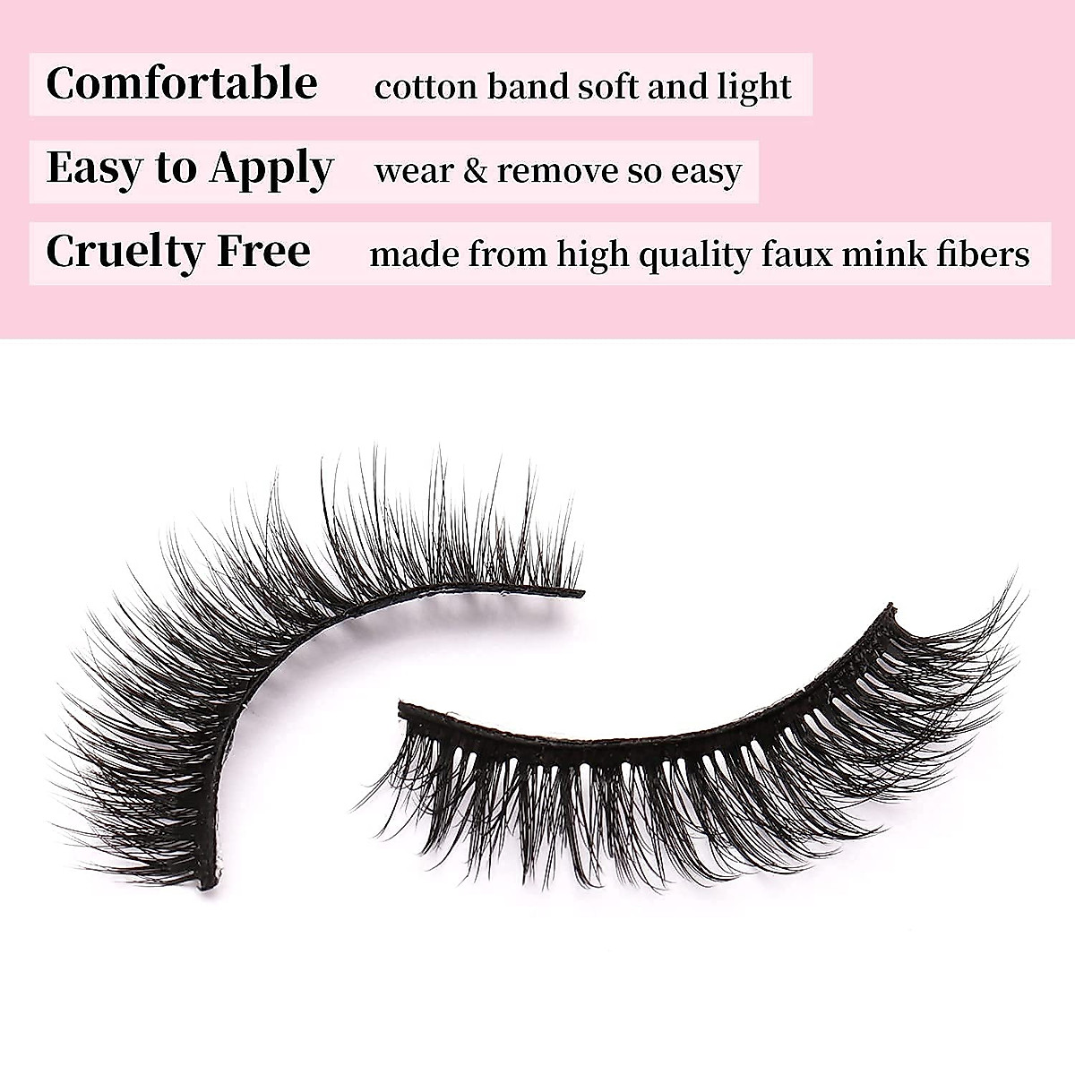 False Lashes Natural Look 6D Thick Faux Mink Lashes 10 Pairs 100% Handmake Reusable Fluffy Volume Full Strip Eye Lashes