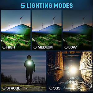 Rechargeable Flashlights 990000 High Lumens, High Power Led Flashlight, XHP70.2 Powerful Tactical Flashlight with Zoomable, 5 Modes, IPX7 Waterproof, Flashlight for Camping, Hiking, Emergencies