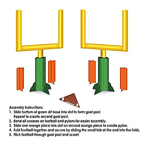 Beistle 2 Piece Paper Game Day Goal Post Centerpieces Football Decorations Sports Party Supplies, 11", Green/Yellow/Orange/Brown/White