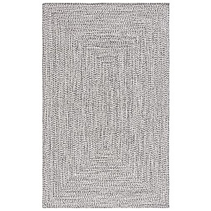 Safavieh Braided Collection Area Rug - 9' x 12', Grey & Ivory, Handmade Farmhouse, Ideal for High Traffic Areas in Living Room, Bedroom (BRA201F)