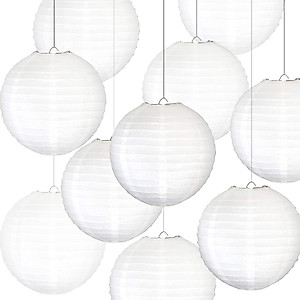Novelty Place 6 inch White Paper Lanterns (Pack of 10) - Great Chinese/Japanese Home, Party & Wedding Decorations