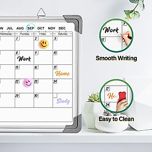 Dry Erase Whiteboard Calendar for Wall, 16" x 12" Magnetic White Board Dry Erase Calendar Monthly Planner Memo Hanging Double-Sided Board, Portable Board for Home, School, Office, Kitchen (White)