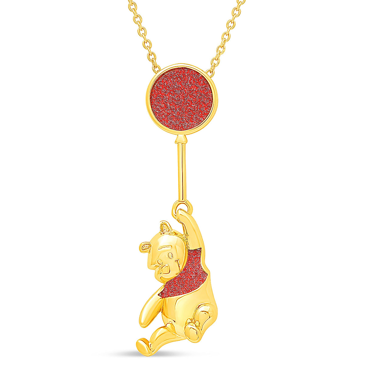 Disney Winnie The Pooh Necklace Official License 18" - 18k Gold Flash-Plated Necklace with Pooh Bear Pendant