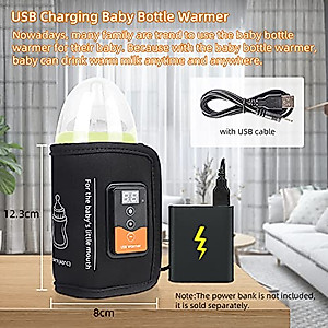TOWOOZ Bottle Warmer, Baby Bottle Warmer USB Charging Easy to Operate Milk Warmer with LCD Digital Display Screen Lightweight Portable Bottle Warmer (Type 1)