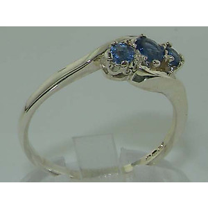 LetsBuyGold 925 Sterling Silver Natural Sapphire Womens Anniversary Ring - Size 10.25