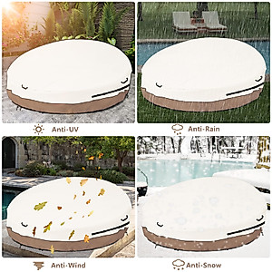 Krismile Outdoor Daybed Cover,Heavy Duty Waterproof Anti-UV Round Daybed Cover Adapt to 75" Dia x 35"/16”H Patio Canopy Sofa(Beige & Brown)