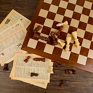 Juegoal 2 Pack Wooden Chess Pieces Only, 32 Pieces Each Wood Chessmen Pieces, 2.4 Inch King Figures Chess Game Pawns Figurine Pieces, Replacement of Missing Piece, Includes Storage Bag