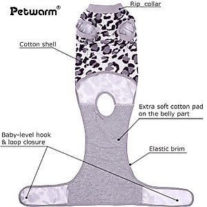 PetWarm Surgery Suit for Dogs Male - Dog Cone Alternative After Surgery - Covers Wounds, Prevents Licking - Fashionable and Protective - Lightweight and Breathable,Leopard Pattern,White,L