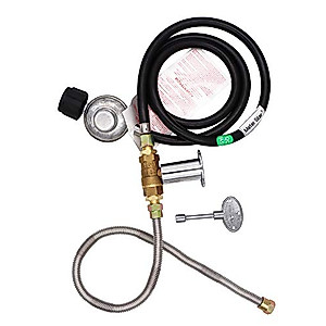 METER STAR Propane Fire Pit/Fireplace Parts Propane Gas Control Valve System Regulator Valve with Hose and Key Kit,Max 90,000 BTU