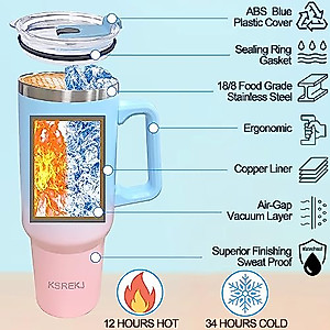 40 oz Tumbler With Handle and Straw, Stainless Steel Insulated cup, Travel Mug for Hot and Cold Beverages, Thermos Travel Coffee Mug