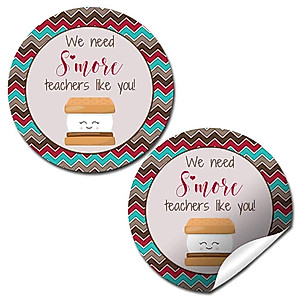 S’More Teachers Like You Teacher Appreciation Thank You Sticker Labels, 40 2" Party Circle Stickers by AmandaCreation, Great for Envelope Seals & Gift Bags