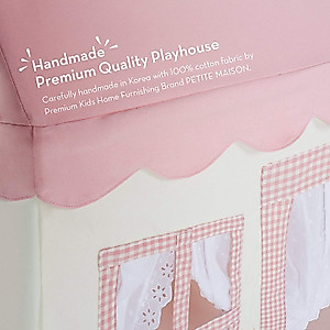 PETITE MAISON Kids Play House Tent with 100% Cotton Fabric & 5 Windows - Hand Made Premium Quality Play Tent for Indoor & Outdoor - Light and Easy to Assembly - Best Birthday Gift - Pink