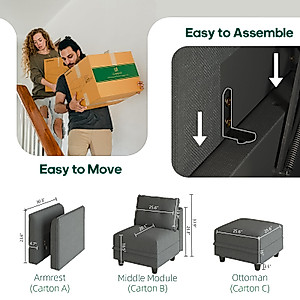 LLappuil Modular Sectional Sofa with Reversible Chaise, L Shaped Sofa with Ottoman, 4 Seater Sectional Corner Couch with Storage, Black