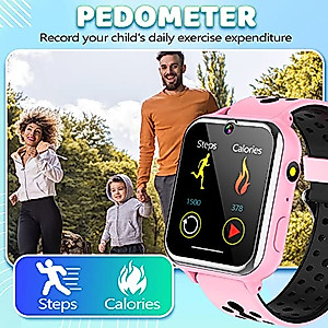 Kids Smart Game Watch for Boys Girls Age 3-12 with 1.54" HD Touch Screen 24 Puzzle Games Camera Video Music Player Pedometer Alarm Clock Calculator Torch Child Watch Wristband Electronic Learning Toys