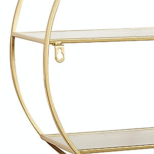 CosmoLiving by Cosmopolitan Metal Round 2 Shelf Wall Shelf, 30" x 6" x 18", Gold