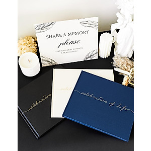 Braveriky Twill Funeral Guest Book for The Celebration of Life - in Loving Memory Guestbook with a Memory Table Sign - Hardcover Guest Sign in Book for Funeral Service - 320 Entries, 9"x7.5", Navy