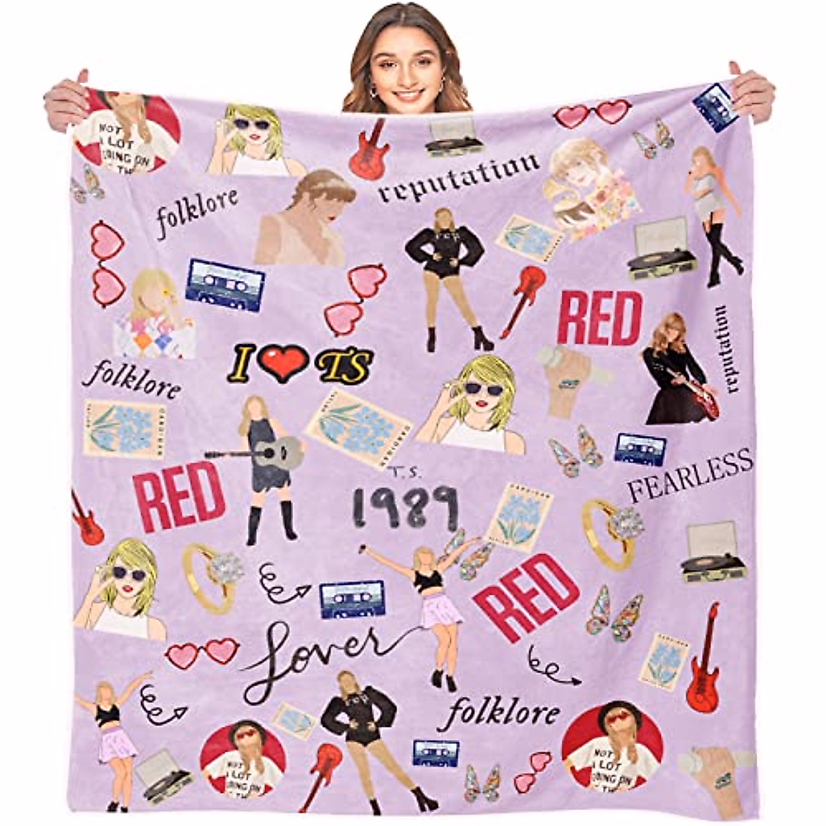 ETSKOM Singer Throw Blanke Taylor 2024 Flannel Blanket Taylor Party Bedroom Decorations Warm Throw Purple Blanket 50×60inch