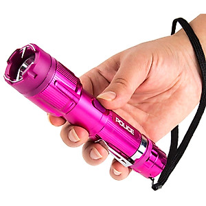 POLICE Stun Gun 1159 - Aluminum Rechargeable with LED Flashlight, Pink