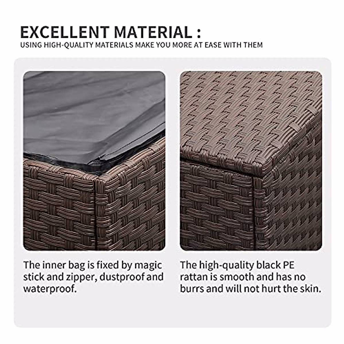 Valita Outdoor Wicker Storage Box, Big Size,Resin Brown Rattan Deck Bin with Lid, 150 Gallon,Water-resistant Liner Container for Patio Gardening Tools, Cushions, Pool Accessory,Pillows