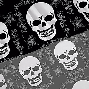 VTKON Skull Sheets Set Gothic Sheets Halloween Bed Sheets Full Black Skull Bedding Set for Kids Boys Women Goth Bedding Set with 1 Fitted Sheet + 1 Flat Sheet + 2 Pillowcases