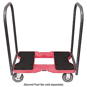 SNAP-LOC 1800 LB Super-Duty Push CART Dolly RED with Steel Frame, 6 inch Casters, Push Bar and Optional E-Strap Attachment
