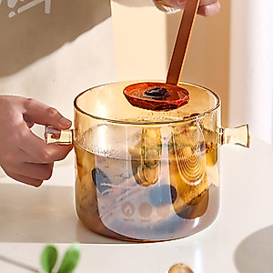 Glass Cooking Pot with Cover, Heat Resistant Glass Saucepan Cooking Pot and Pan with Lid, Glass Cookware Set Cooktop Safe for Pasta Noodle, Soup, Milk, Baby Food, Spaghetti(1.5L/50 OZ)