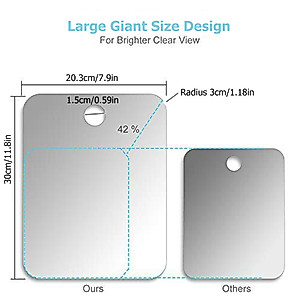 DFLLLO Large Fogless Shower Mirror, Anti-Fog Shower Mirror (12”X7.48 ”), Fog-Free Travel Shave Mirror, Shatterproof Shaving Mirror, Wall Hanging Mirror, Portable Makeup Mirror