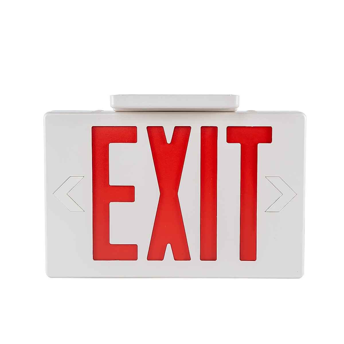 Gruenlich LED EXIT Sign, Emergency Light with Double Face and Back Up Batteries- US Standard Red Letter EXIT, UL 924 Qualified, 120-277 Voltage, 4-Pack