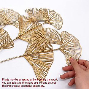 PASYOU Artificial Plants for Christmas Decor, Golden Plastic Grass Fake Shrubs Apricot Leaves Indoor Outdoor Home Garden Party Hotel Verandah Wedding Event Faux DIY Decoration - 26.8 Inch Gold 2 Pack
