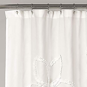 Lush Decor White Ruffle Flower Polyester Shower Curtain, 72" x 72"