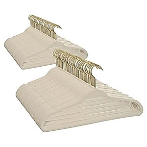 Non-Slip Velvet Clothing Hangers, 100 Pack, Pink - Black - Beige (Black)