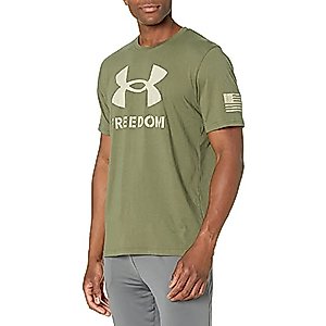 Under Armour Men's New Freedom Logo T-Shirt , Marine Od Green (390)/Desert Sand , 3X-Large