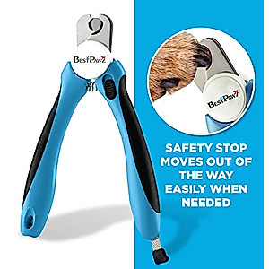Bestpawz Cat & Dog Nail Trimmers - Sturdy Non Slip Dog Nail Clippers for Large Dogs - Safety Guard Pet Nail Clipper to Avoid Over Cutting - Cat Nail Clipper Comes with Sharp Blade and Free Nail File