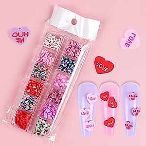 Heart Glitter Sequins for Valentine's Day Nail Art, 3D Heart Shape Candy Colors Nail Sequins Nail Glitter Flakes Charms DIY Designs Manicure Tool Nail Decorations Accessories