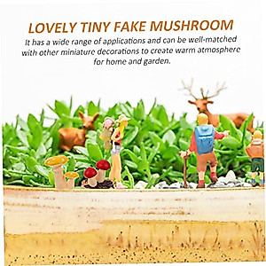 Kisangel 50 pcs Simulated Mushroom Bush Garden Mushroom Decor Mini Mushroom Cake Decorating Gift Ornaments Artificial Mushroom Ornament Fairy Mushroom Decor Mushrooms Bonsai Miniature Resin