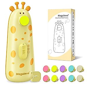 Baby Nail Trimmer Electric Baby Nail File with Light 10 Grinding Heads Safe Quiet Baby Nail Grooming Care Kit for Newborn Infant Toddler Toes Fingernails - Orange