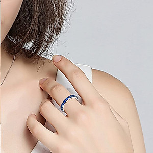 KUNSIR 925 Silver Rings for Women Cubic Zirconia Ring Rings for Women Sterling Silver Rings Wedding Band Rings Gift Ring Sterling Silver Rings Size 7-9