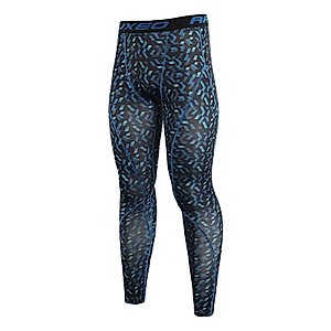 ARSUXEO Men's Compression Tights Running Pants Baselayer Legging K3 Mi Blue Size Large
