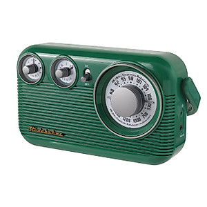 Studebaker SB2003 Retro Portable AM FM Radio | Built in Speaker | AC Powered/Battery | Aux-in Cable (Bundle) (Green)