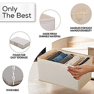 TSS Wardrobe Clothes Organizer For Folded Clothes | Closet Organizers and Storage Baskets with Reinforced Handle | Clothes Drawer Organizers for Jeans, Sweater, Dresses, and T-shirts