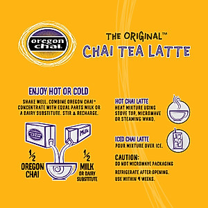 Oregon Chai Slightly Sweet Chai Concentrate, 32 Fluid Ounce (Pack of 6)