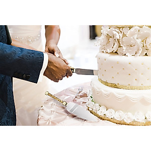 Parihy Wedding Cake Knife and Sever Set, Wedding Champagne Flutes and Cake Knife Server Set, Wedding Gifts Toasting Glasses for Couple Bride and Groom, Cake Cutting Set for Wedding, Engagement