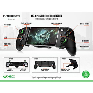 PowerA MOGA XP7-X Plus Bluetooth Video Game Controller for Android and PC, Telescoping Gamepad, Mobile Gaming
