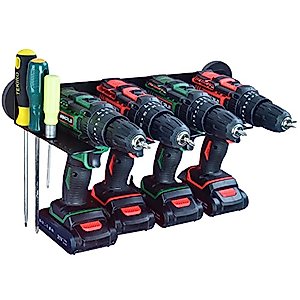 ULIBERMAGNET Magnetic Power Tool Organizer, Heavy Duty Cordless Drill Holder,Utility Storage Rack Shelf with Screwdriver Holder,Removable Tool Rack Suitable for Garage, Workshop and Warehouse