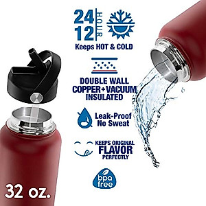 Amazing Items Personalized Water Bottle w/Straw & Lid, 32 oz - Teal | Custom Stainless Steel Sports Water Bottle w/Name and Text - Double-Wall, Vacuum Insulated - Rotating Handle