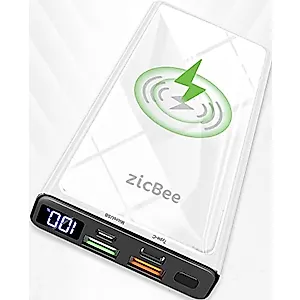 15W Wireless Portable Charger, 22.5W PD20W QC3.0 USB-C Fast Charging 10000mAh Power Bank LED Display, 2 Inputs and 4 Outputs, Slim & Light External Battery Pack for iPhone iPad Airpod Samsung LG Sony