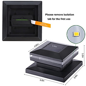 Dynaming 8 Pack Solar Post Lights, Outdoor Decorative Post Cap Light, Solar Powered Black Shell Caps, Brightness Warm White LED Lighting for Fence Deck Patio, Fit 4x4, 5x5 or 6x6 Vinyl/Wooden Posts