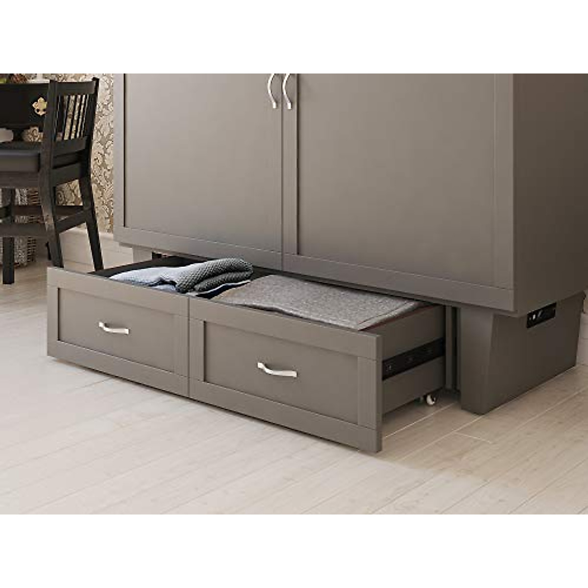 AFI Monroe Murphy Bed Chest with Charging Station, Queen, Grey