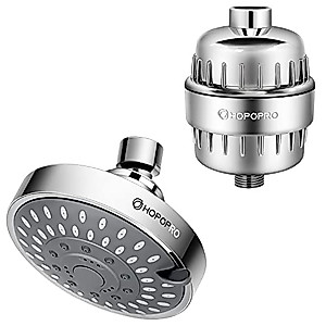 HOPOPRO NBC News, Consumer Reports Recommended Shower Brand 5-Mode High Pressure Shower Head 18 Stages Shower Filter Combo for Healthy Luxury Shower Experience Even at Low Water Flow