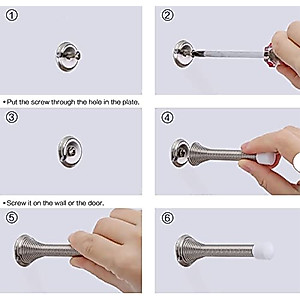 12 Pack Black Spring Door Stops，3 1/3" Flexible Spring Door Stopper with White Rubber Bumper Tips, Bendable Spring Rustproof Steel (Black)